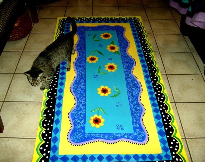 FLOORCLOTH Hand Painted Canvas Rug 3'x56'' - Etsy