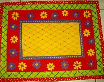 FLOORCLOTH Buttons Hand Painted Canvas Rug COUNTRY PRIMITIVE | Etsy