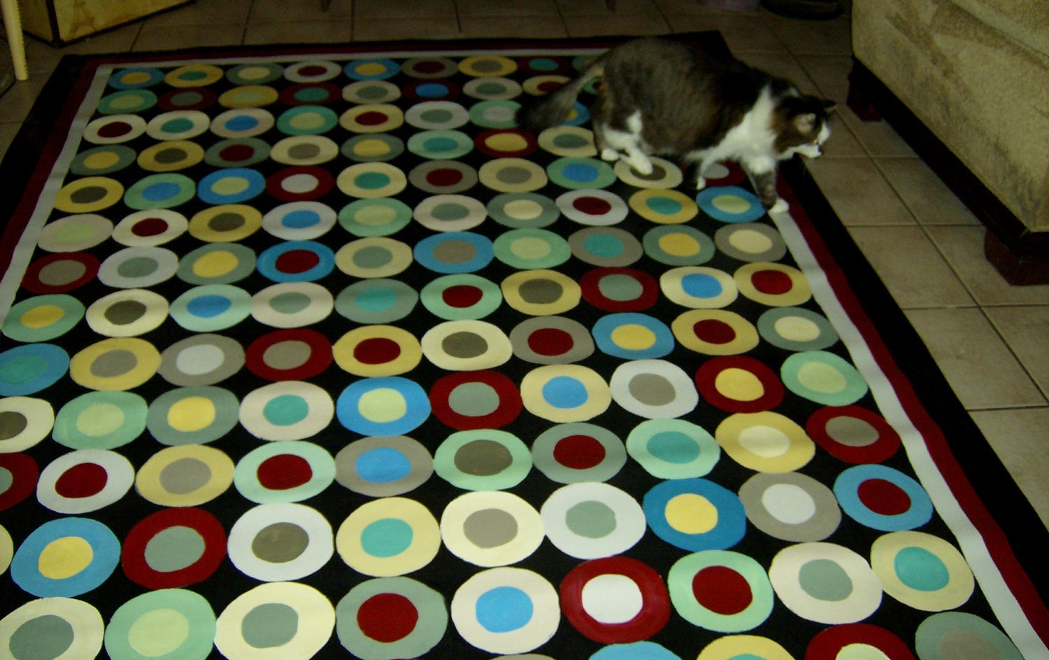 FLOORCLOTH Buttons Hand Painted Canvas Rug COUNTRY PRIMITIVE | Etsy