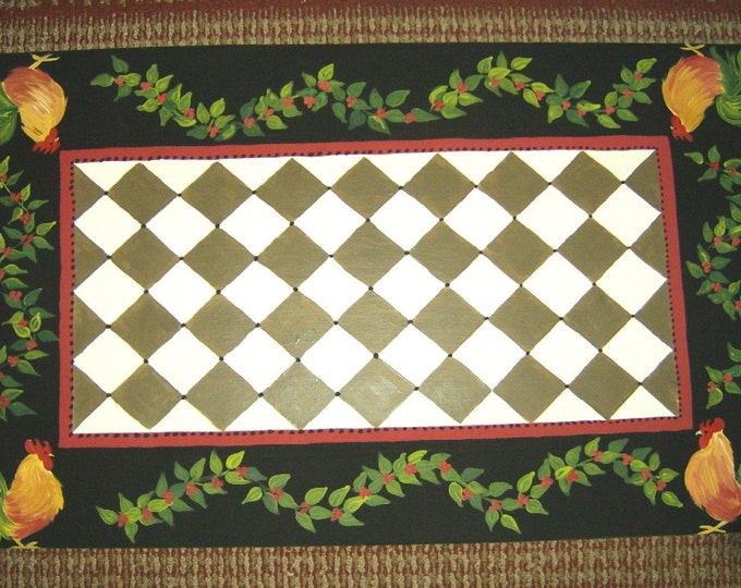 French Country FLOORCLOTH Hand Painted Rug 3'x5' | Etsy