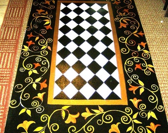 French Country FLOORCLOTH Hand Painted Rug 3'x5' | Etsy