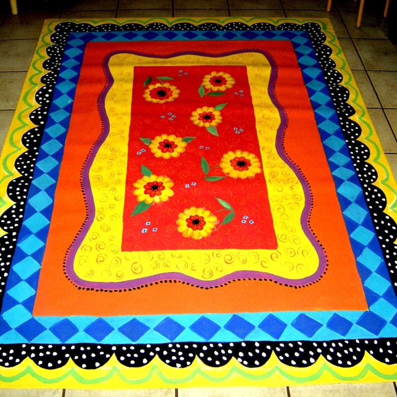 Painted Canvas Rugs - Etsy