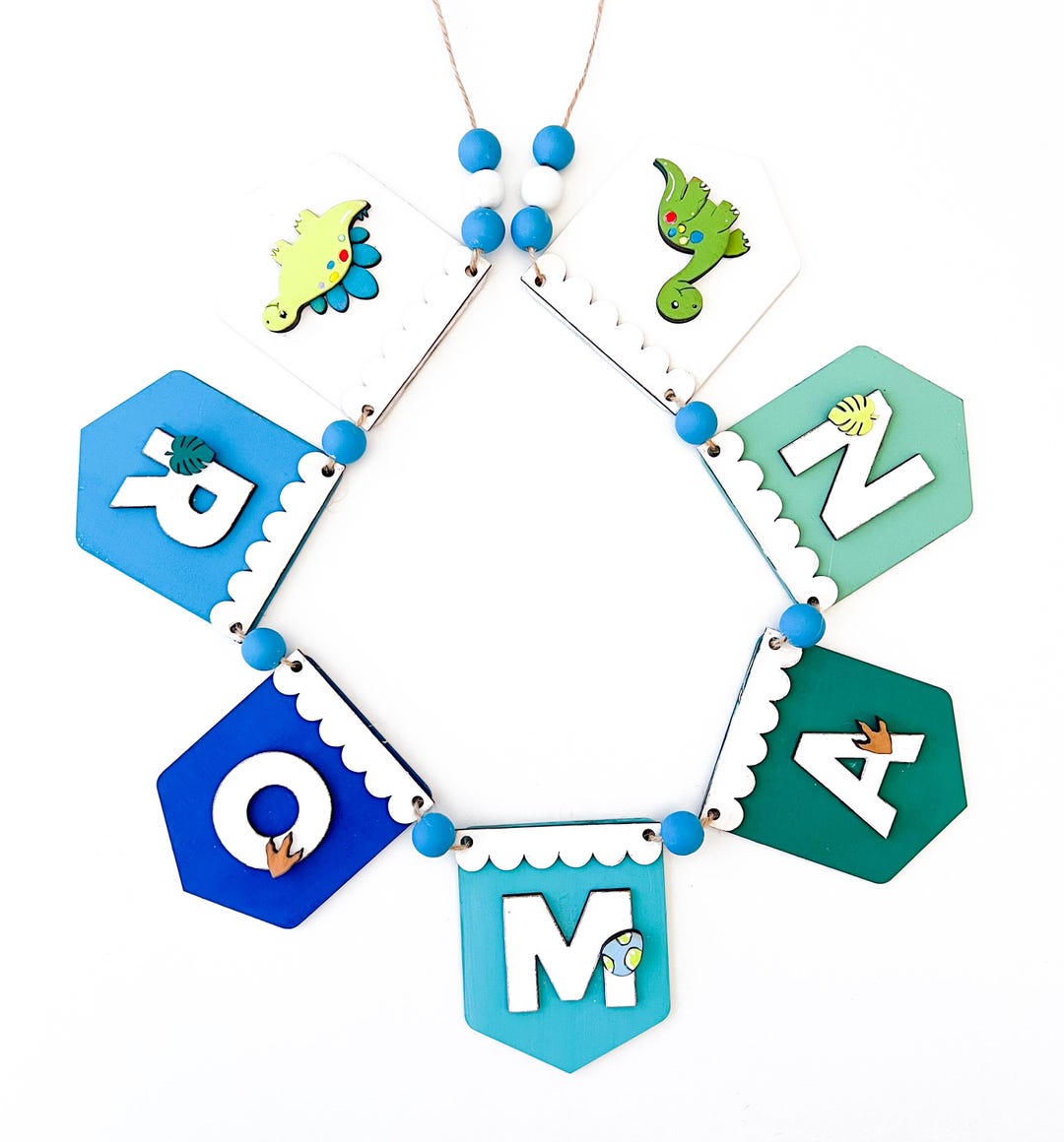 Dinosaur Name Banner – Custom Kids Room Garland With Raised Letters ...