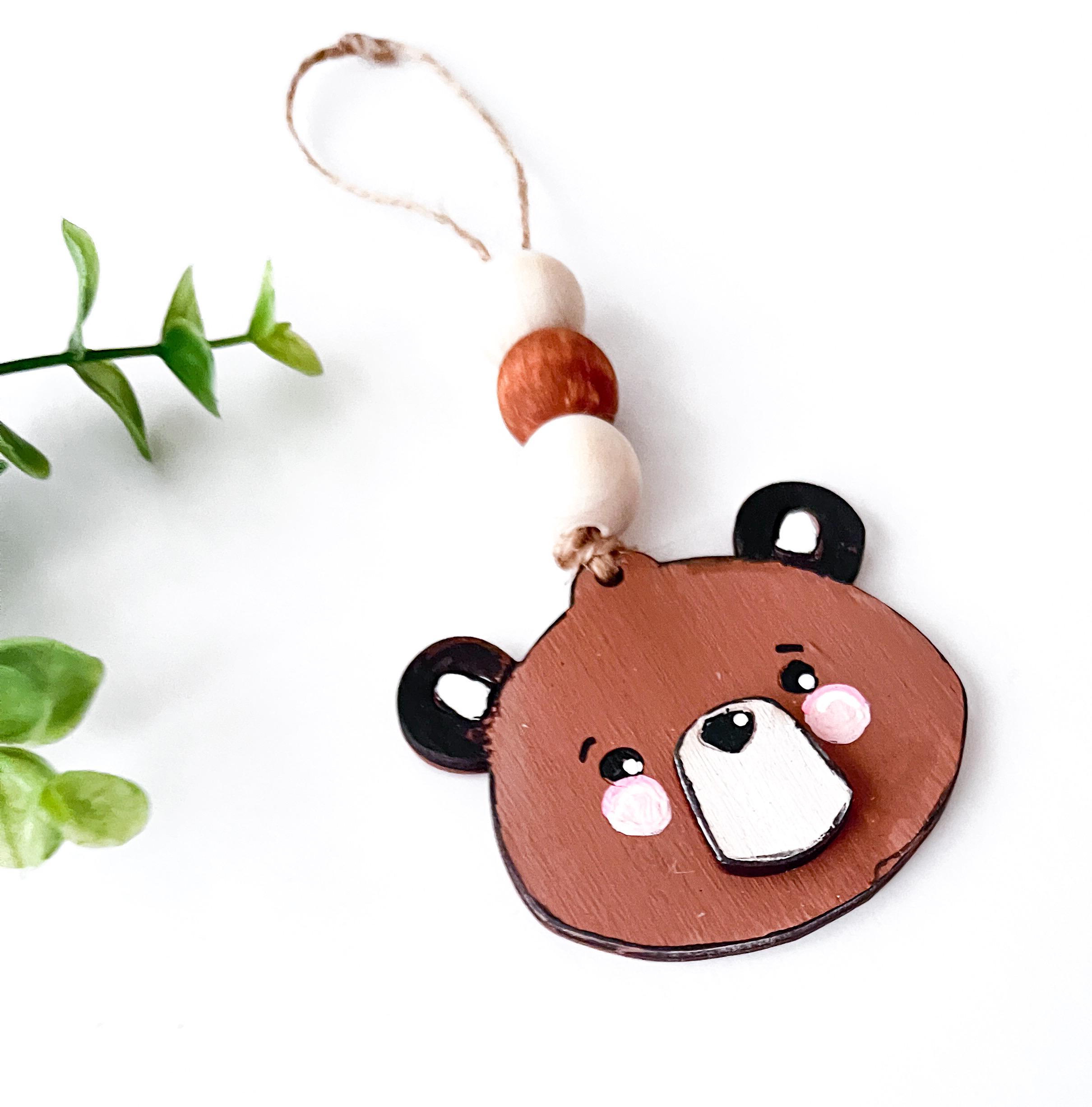 Woodland Animal Ornaments – Handpainted Wooden Fox, Deer, Bear, Bunny ...