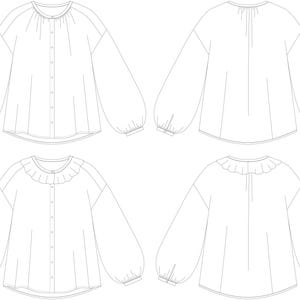 Amelie Blouse PDF Sewing Pattern | EU34-54 | experienced Beginner ...