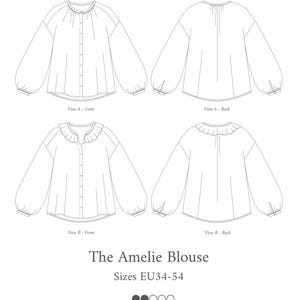Amelie Blouse PDF Sewing Pattern | EU34-54 | experienced Beginner | flounce Collar Option - Etsy