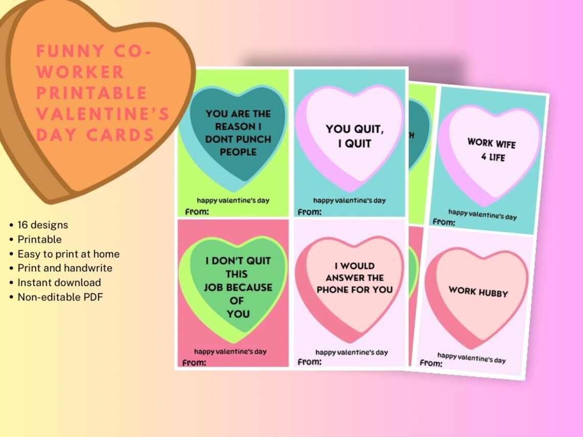 Funny Co-worker Valentine’s Day Cards, Workplace Valentines Cards, for ...
