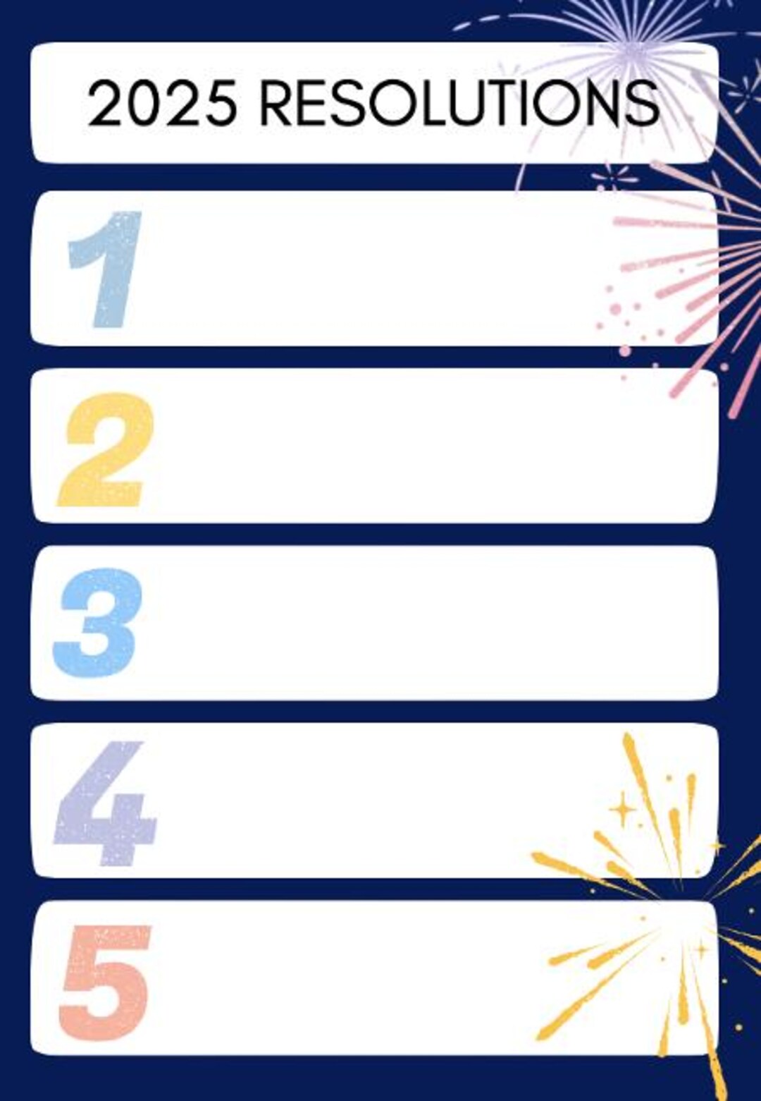 2025 New Year's Resolutions Template - Etsy