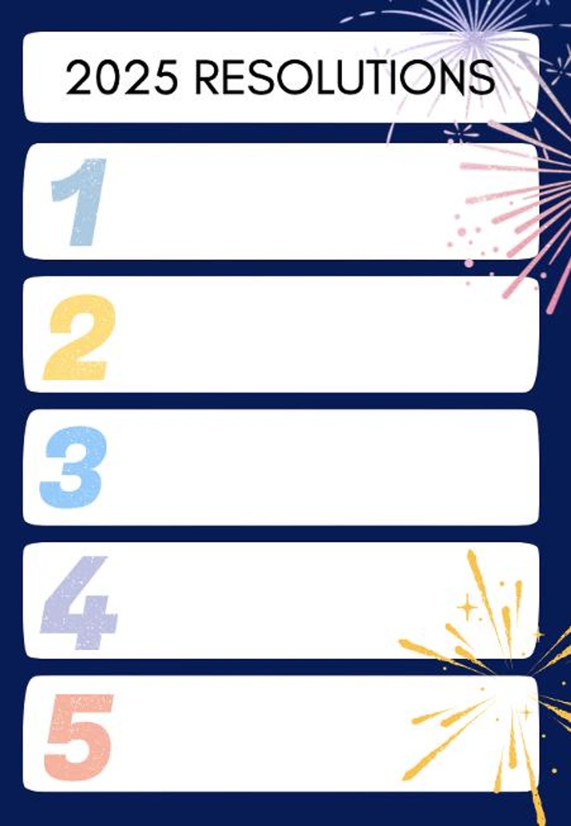 2025 New Year's Resolutions Template - Etsy