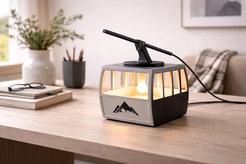 Ski Gondola Table Lamp | Rustic Cabin Decor, Alpine Gift - Etsy