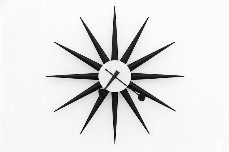 Mid-century Modern Starburst Wall Clock | Retro Home Decor | Minimalist ...