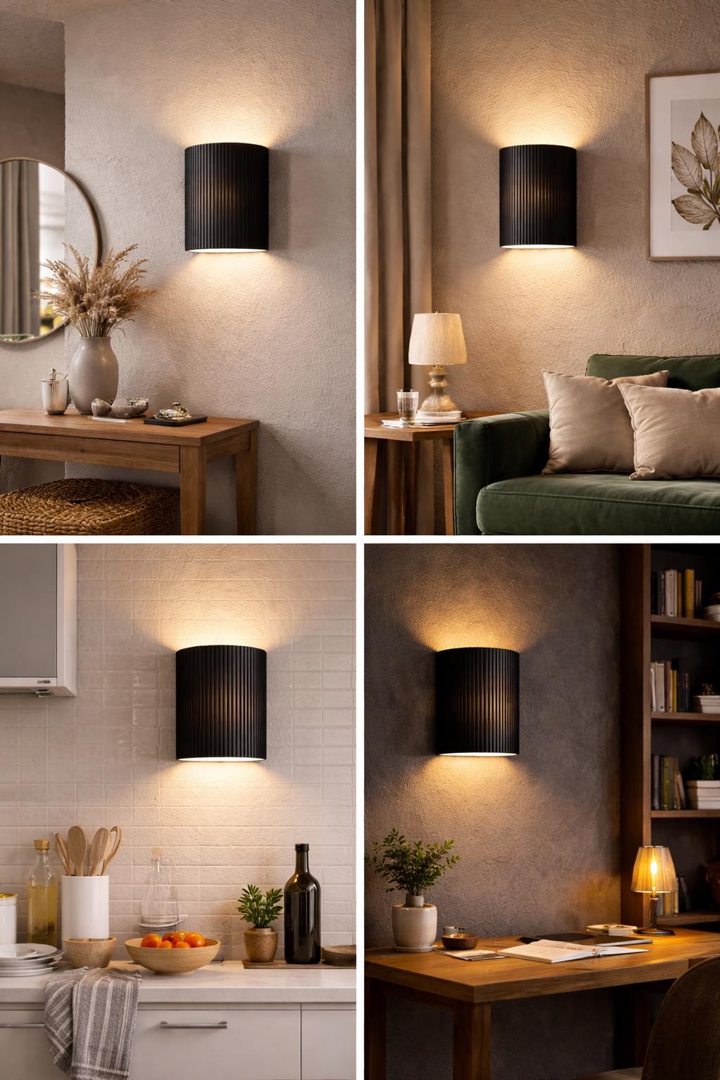 Modern Ribbed Wall Sconce Light – Beige Minimalist Wall Lamp ...