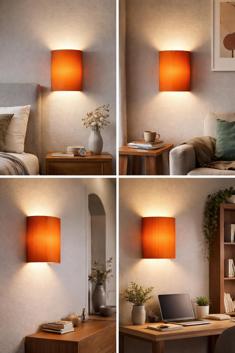 Modern Ribbed Wall Sconce Light – Beige Minimalist Wall Lamp ...