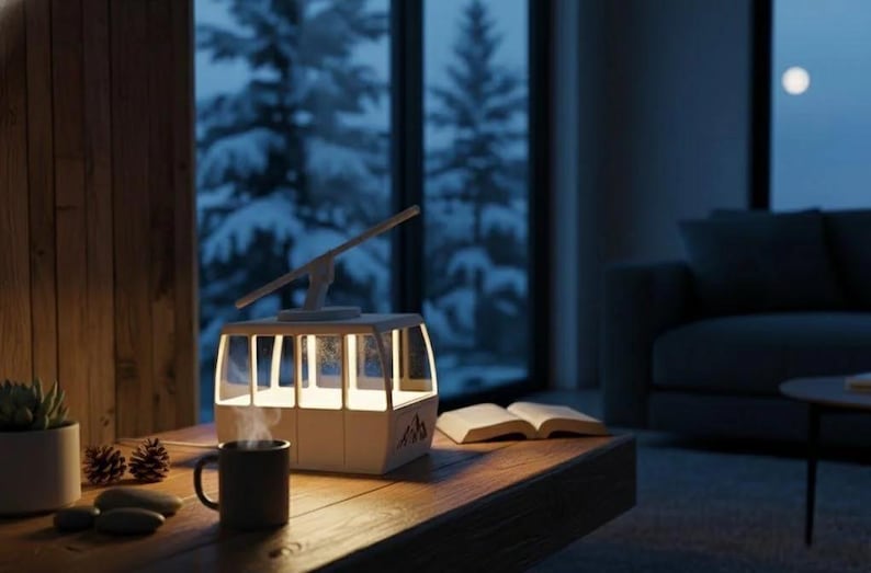 Ski Gondola Table Lamp | Rustic Cabin Decor, Alpine Gift - Etsy