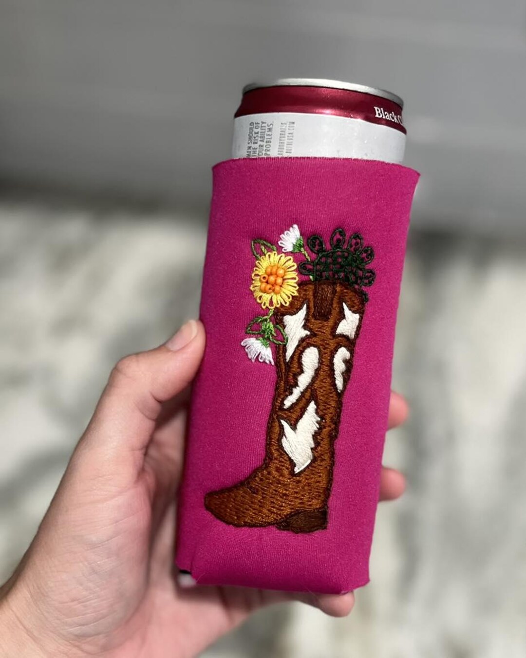 Hand Embroidered Koozie Can Cooler Koozie Custom Cozies Cowgirl Slim ...