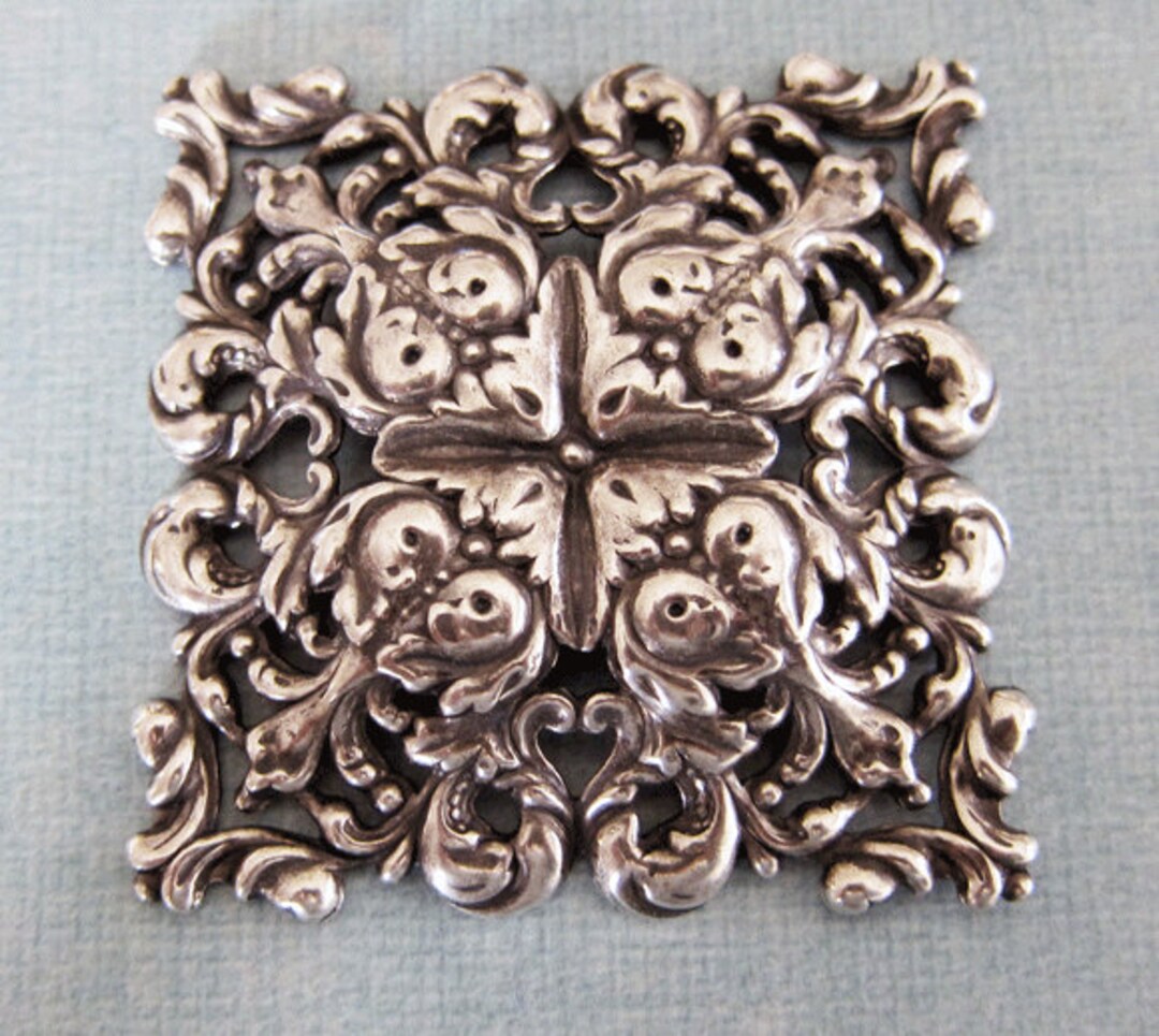 Large Silver Square Filigree Finding 3371 - Etsy
