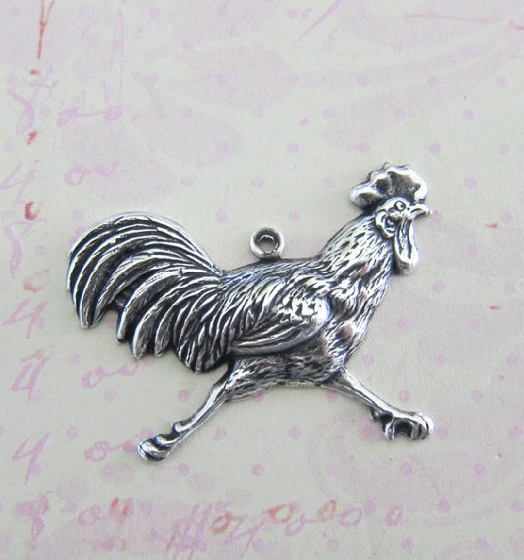 Silver Rooster Charm 3867S - Etsy