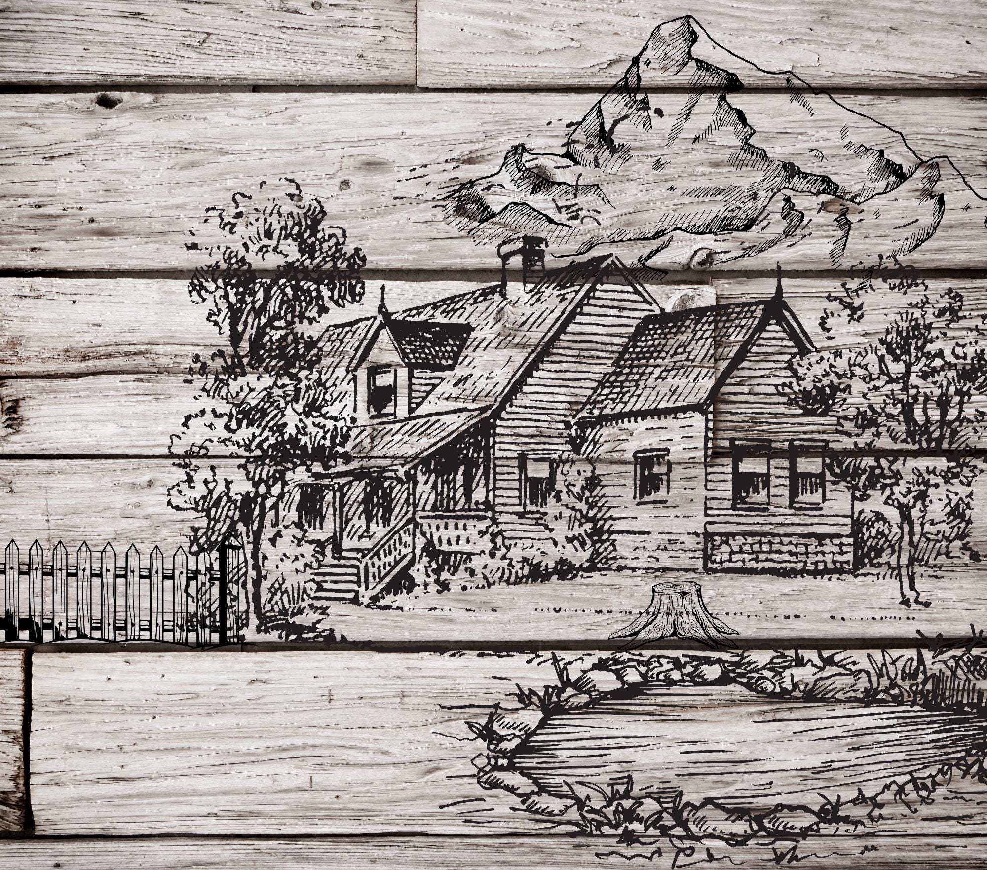 Line Drawed Farm Designs, Tractor PNG, Holiday Projects, Tshirts, Mugs ...