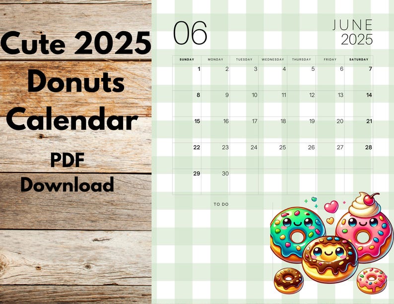 Vibrant Donuts 2025 Calendar Printable Beautifully Illustrated PDF ...