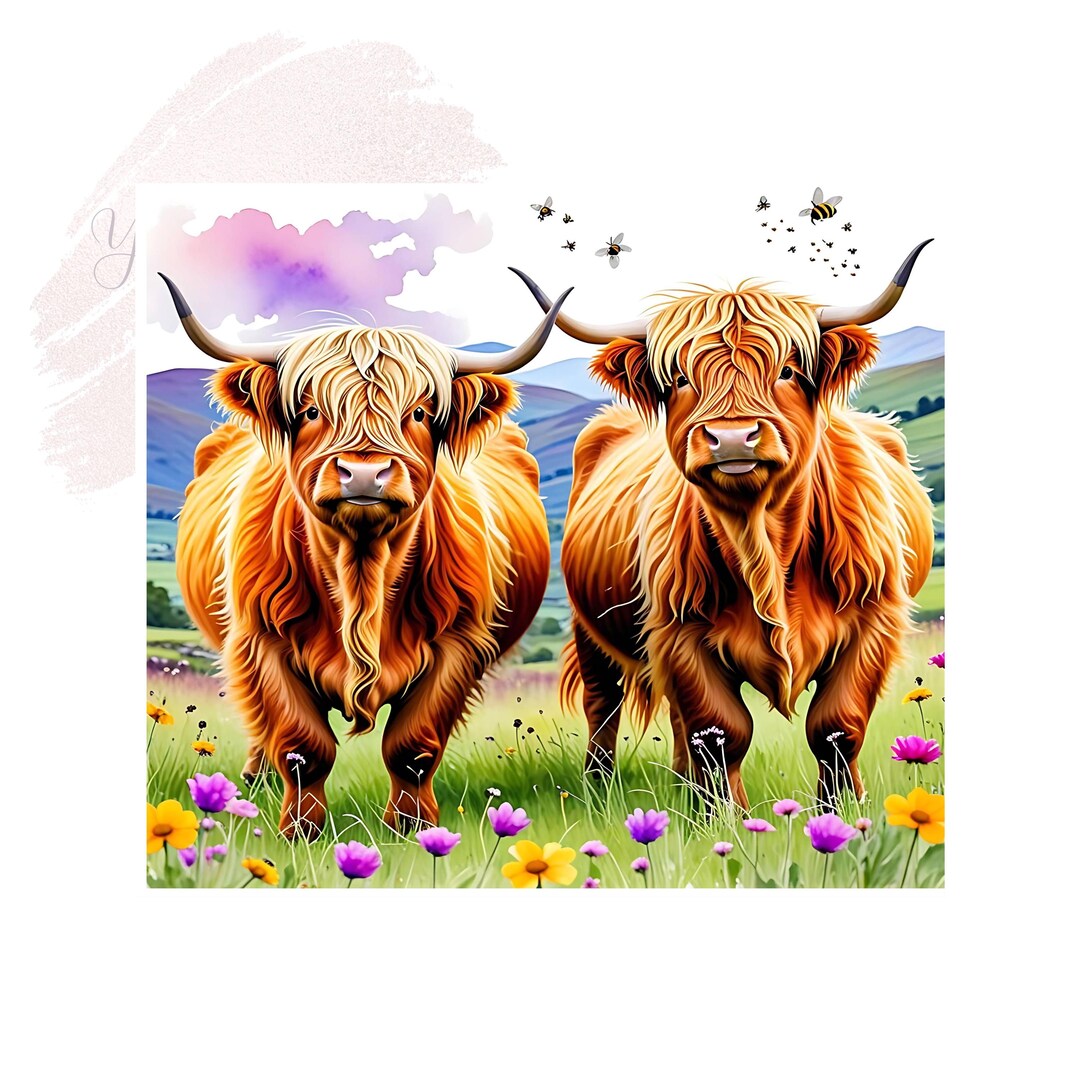 Bestie Highland Cow Clipart, Floral Butterflie PNG, Holiday Projects ...