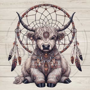 Indian Highland Cow, Dream Catcher PNG, Digital PNG Clipart, Highland ...