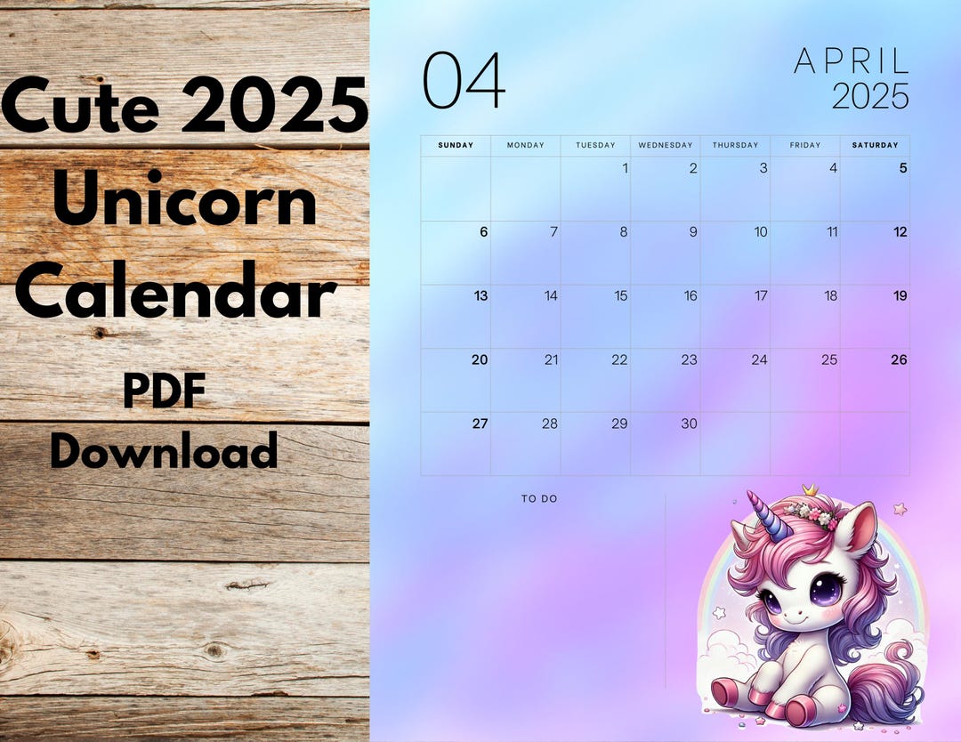 Vibrant Unicorn 2025 Calendar Printable – Beautifully Illustrated PDF ...