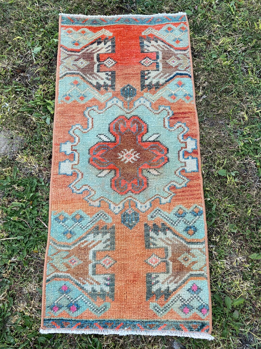 2x3 Rug, 2x3 Vintage Rug, Pastel Orange Rug, 2x3 Turkish Rug, 2x3 ...