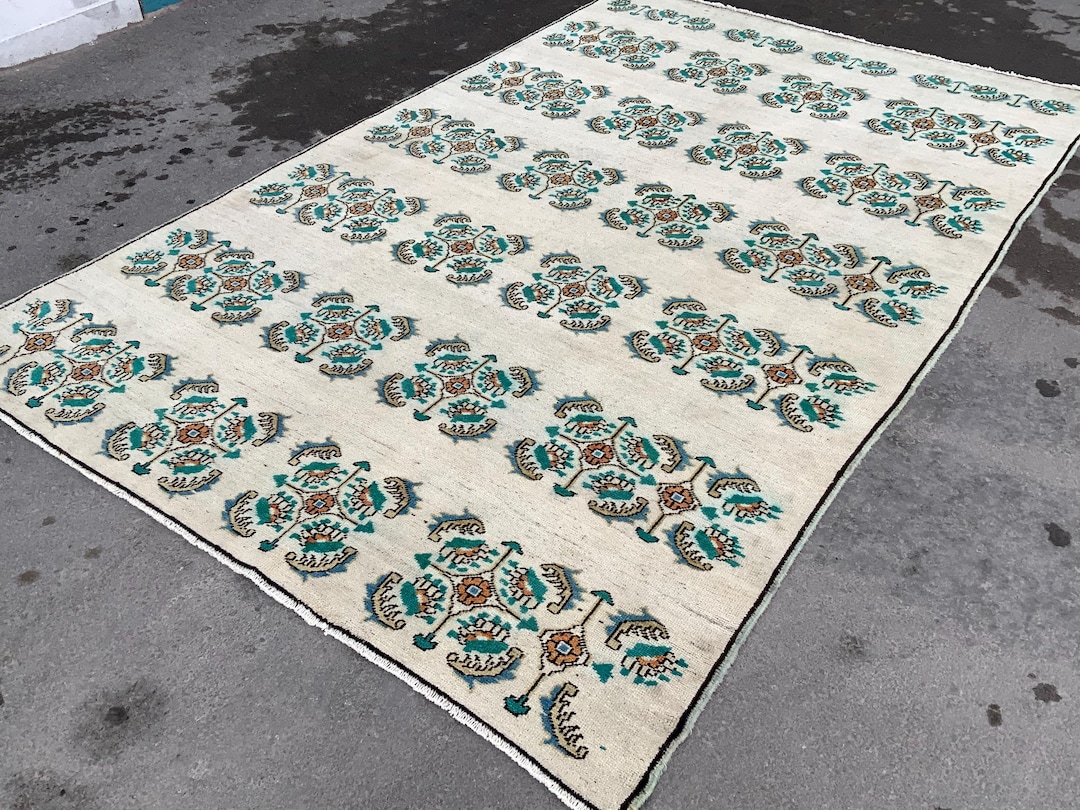 6x10 Rug, Handmade Wool Rug, Beige Vintage Rug, Oushak Rug, Anatolian ...