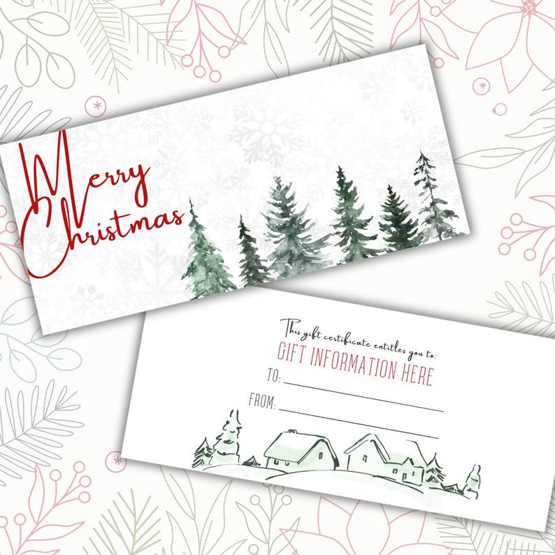 Christmas Gift Card Template | Holiday Gift Voucher | Minimal | DIY ...