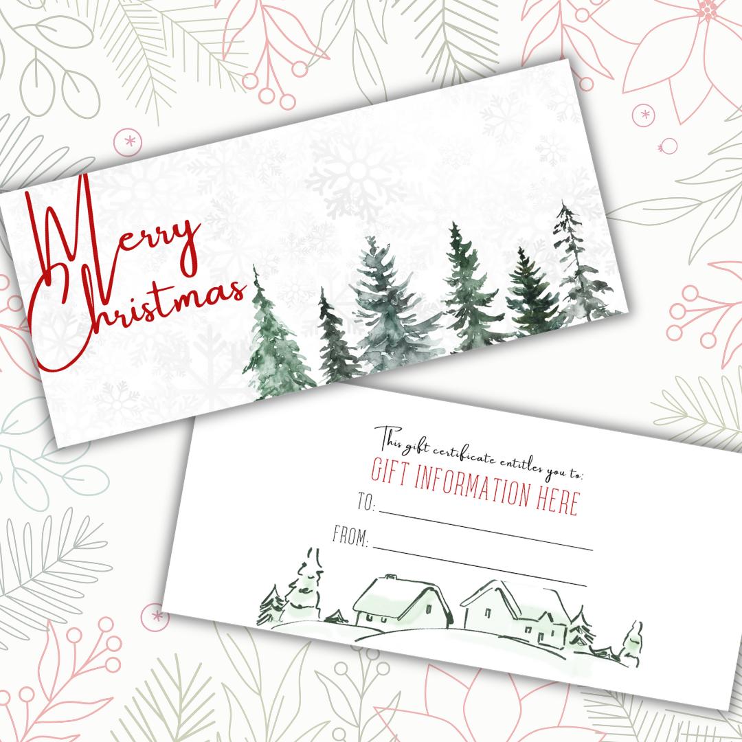 Christmas Gift Card Template | Holiday Gift Voucher | Minimal | DIY ...