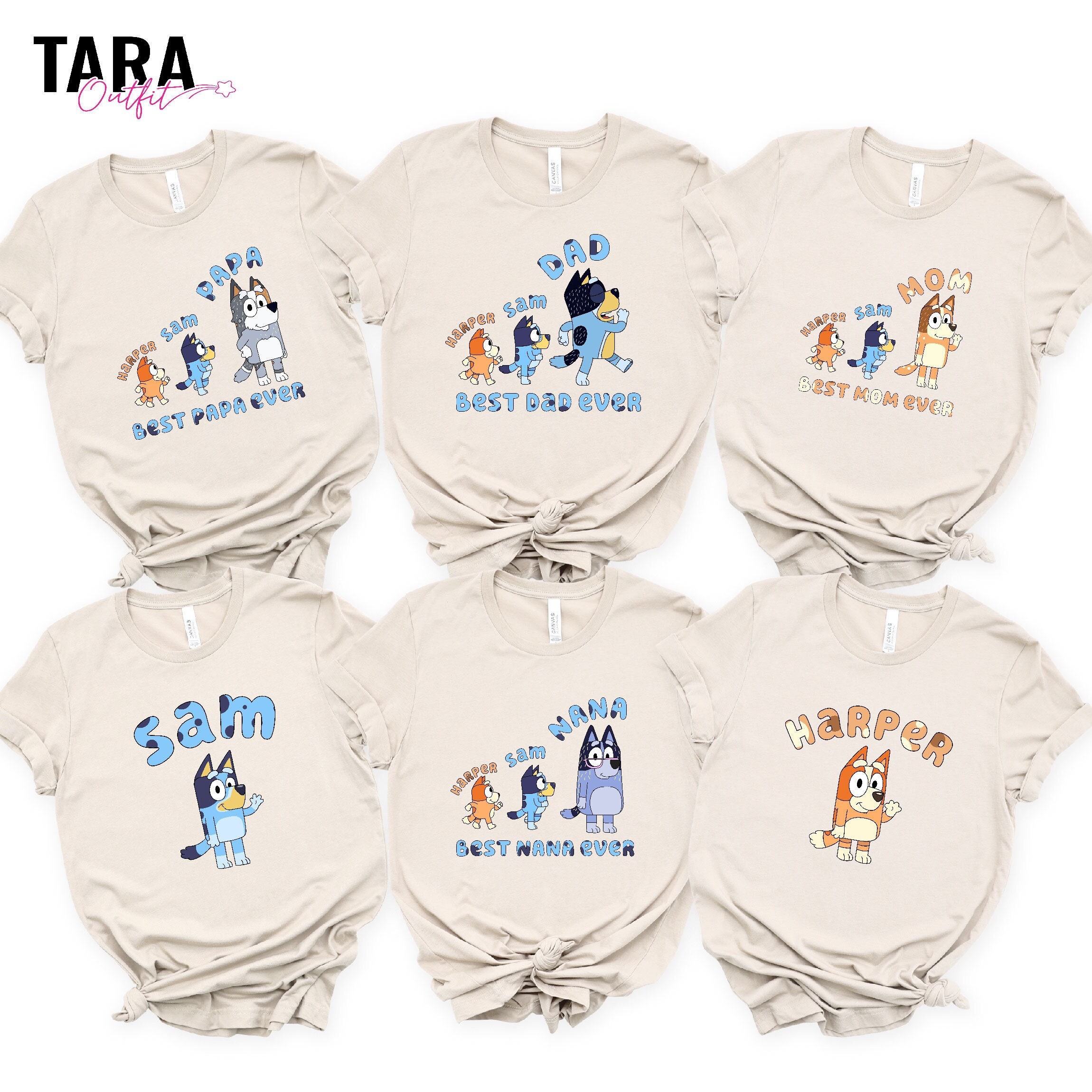 Personalized Bluey Family Matching Shirts, Custom Bluey Matching Family ...