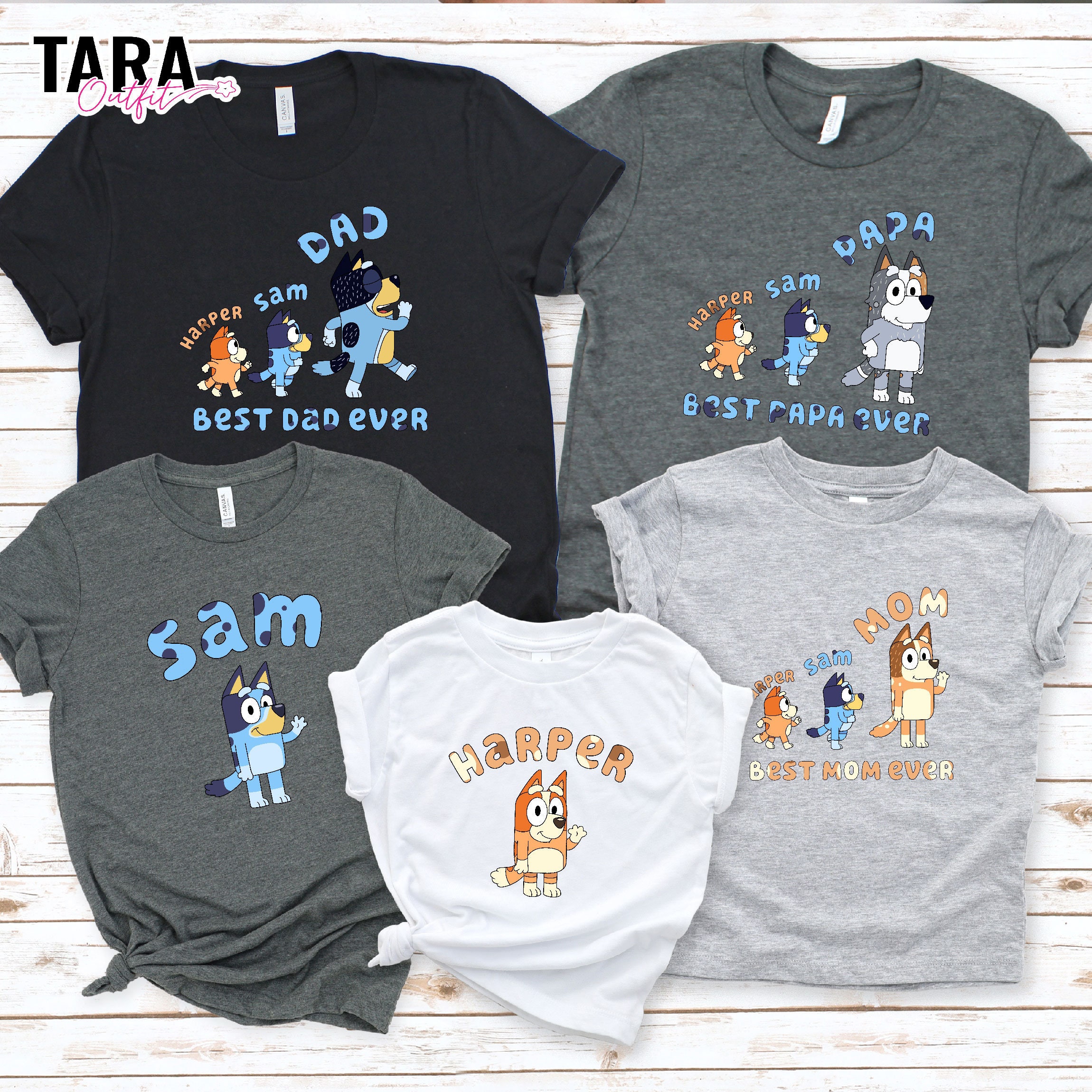 Personalized Bluey Family Matching Shirts, Custom Bluey Matching Family ...
