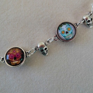 Double Sided Sugar Skull Bracelet - Etsy