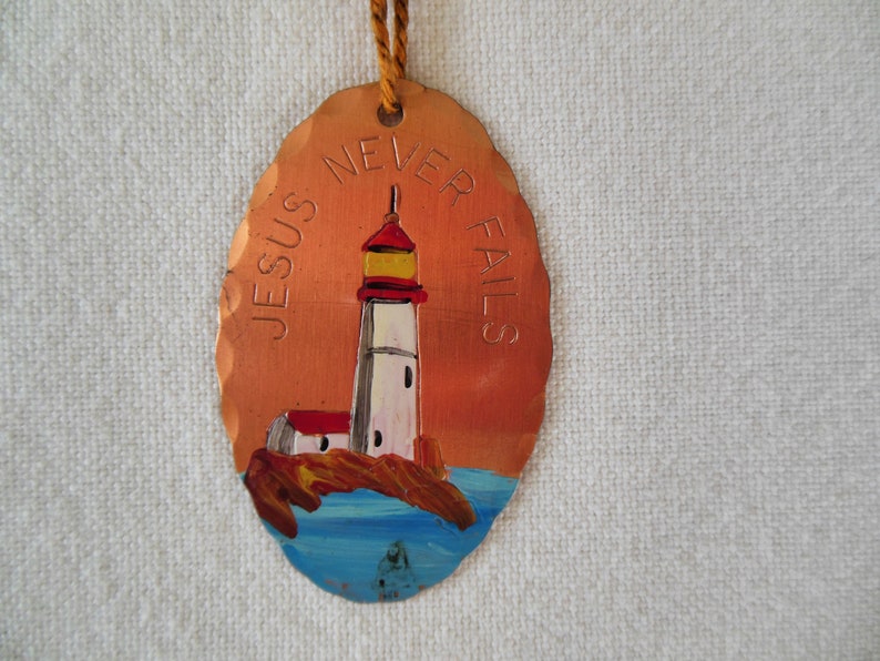 Vintage Copper Hand Painted "jesus Never Fails" Bookmark - Etsy