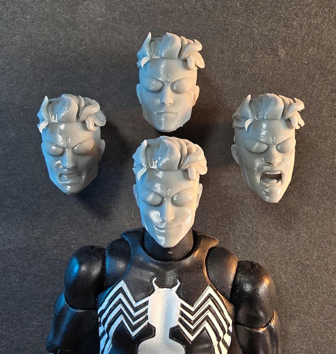 3D Printed Mafex Invincible Heads Set of 4 (mafex Black Suit Spiderman ...