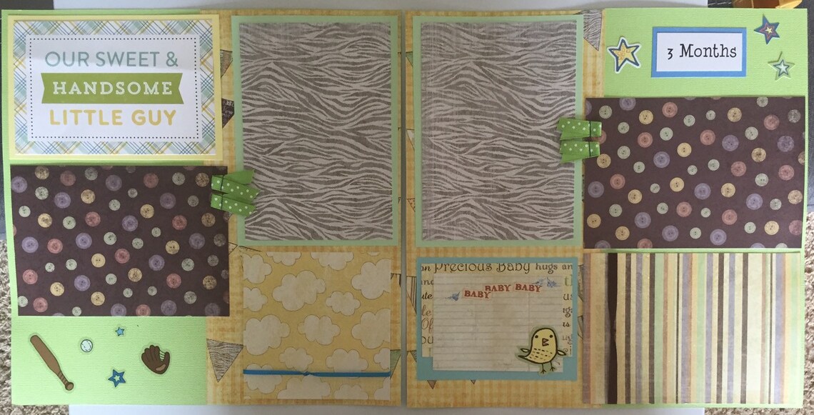 Set of 30 12x12 Premade Scrapbook Pages Baby Boy's 1st 12 Months Made ...