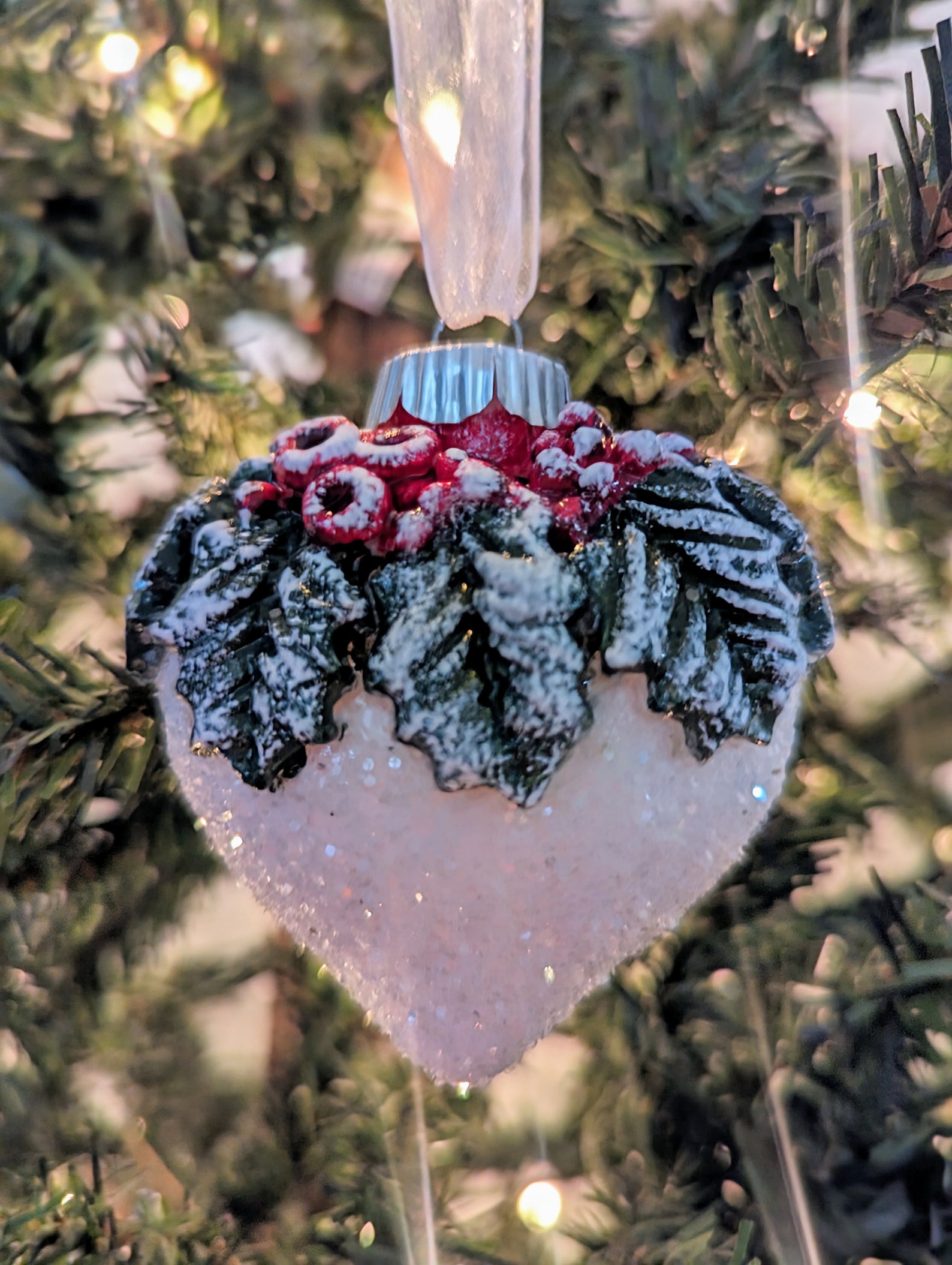 Holly and Berry Glitter Ornament - Etsy