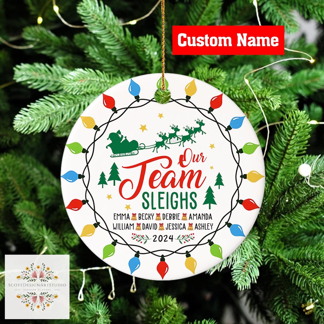 NEW! Personalized Our Team Sleighs Ornament, Customize Office Staff Christmas Ornament, Staff ...