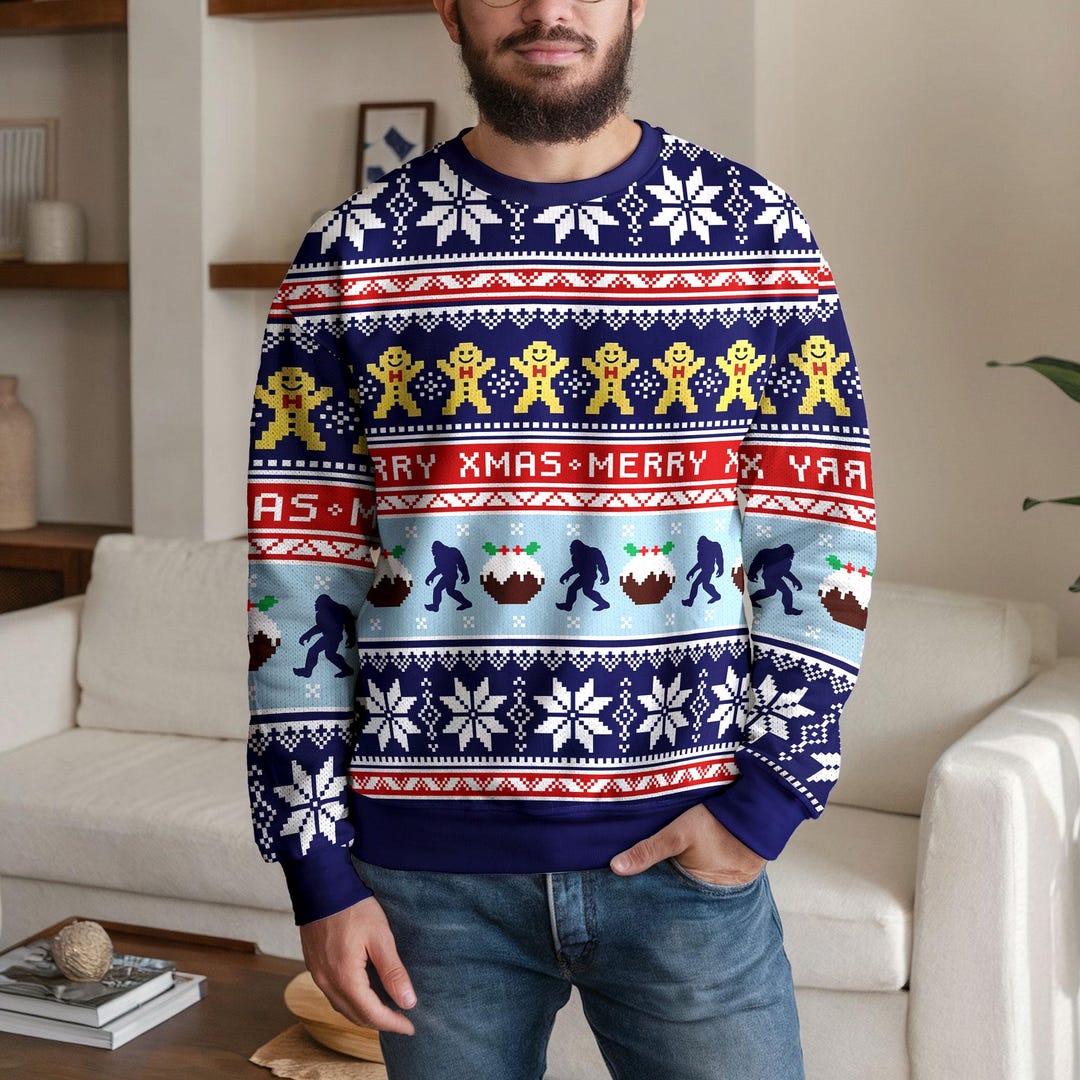 Funny Bigfoot Gingerbread Ugly Christmas Sweater for Men Women ...