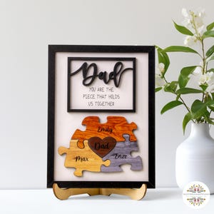 Father's Day Puzzle Wooden Sign, Custom Engraved Personalized Puzzle ...