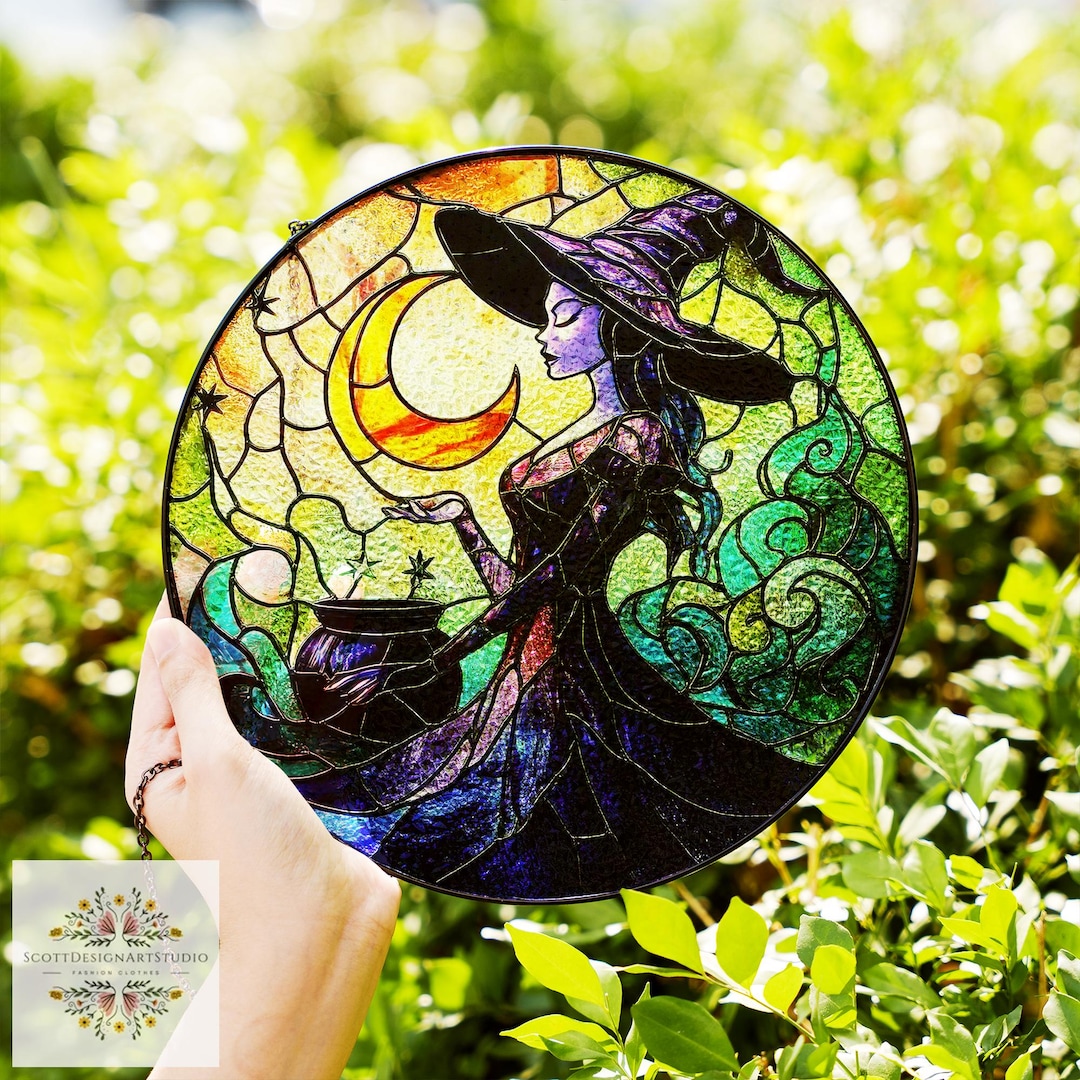 Elphaba and Glinda Besties Stained Glass, Witches of Oz Suncatcher ...