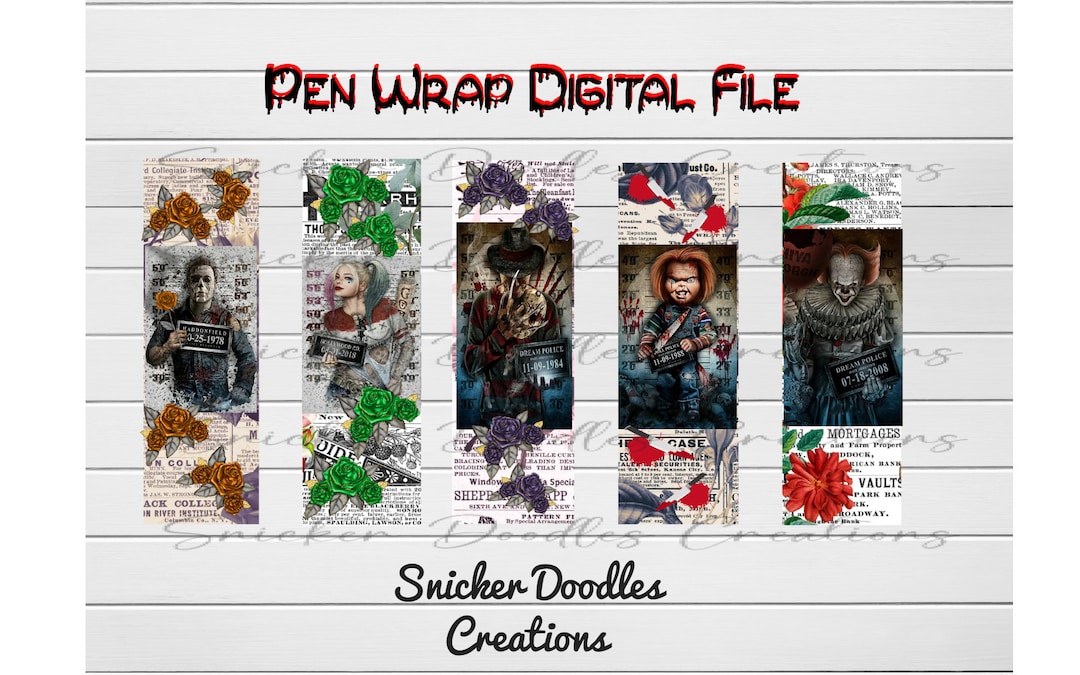 Horror Movie Character Pen Wrap: Newspaper Style (digital Download) - Etsy