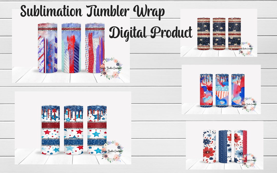 Red, White, Blue, Print Bundle, Sublimation, 20 Oz. Tumbler Wrap ...