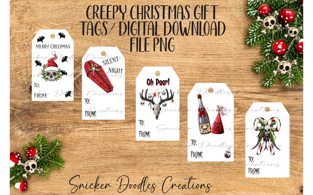 Creepy Christmas, Gift Tags, Printable, Print Then Cut, Digital ...