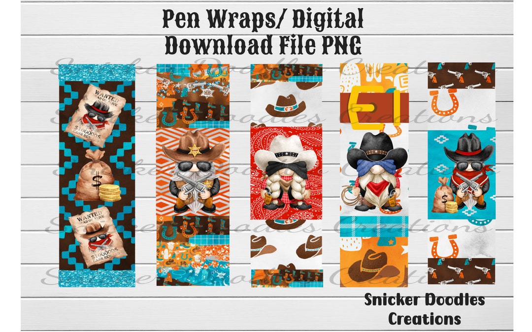 Cowboy Gnomes, Western, Country, Epoxy Pen Wrap, Digital Download Files ...