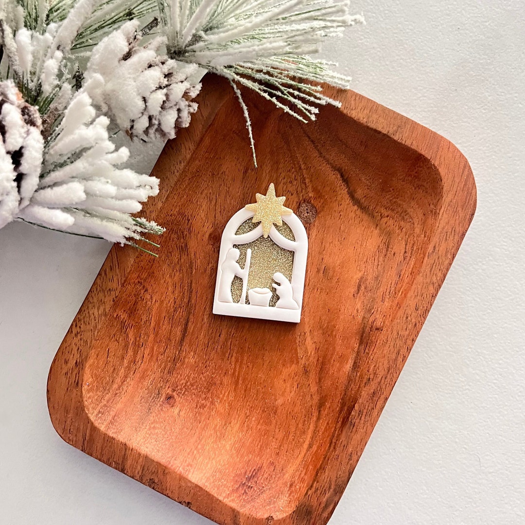 Christmas Nativity Scene Lapel Pin, Lightweight Polymer Clay - Etsy