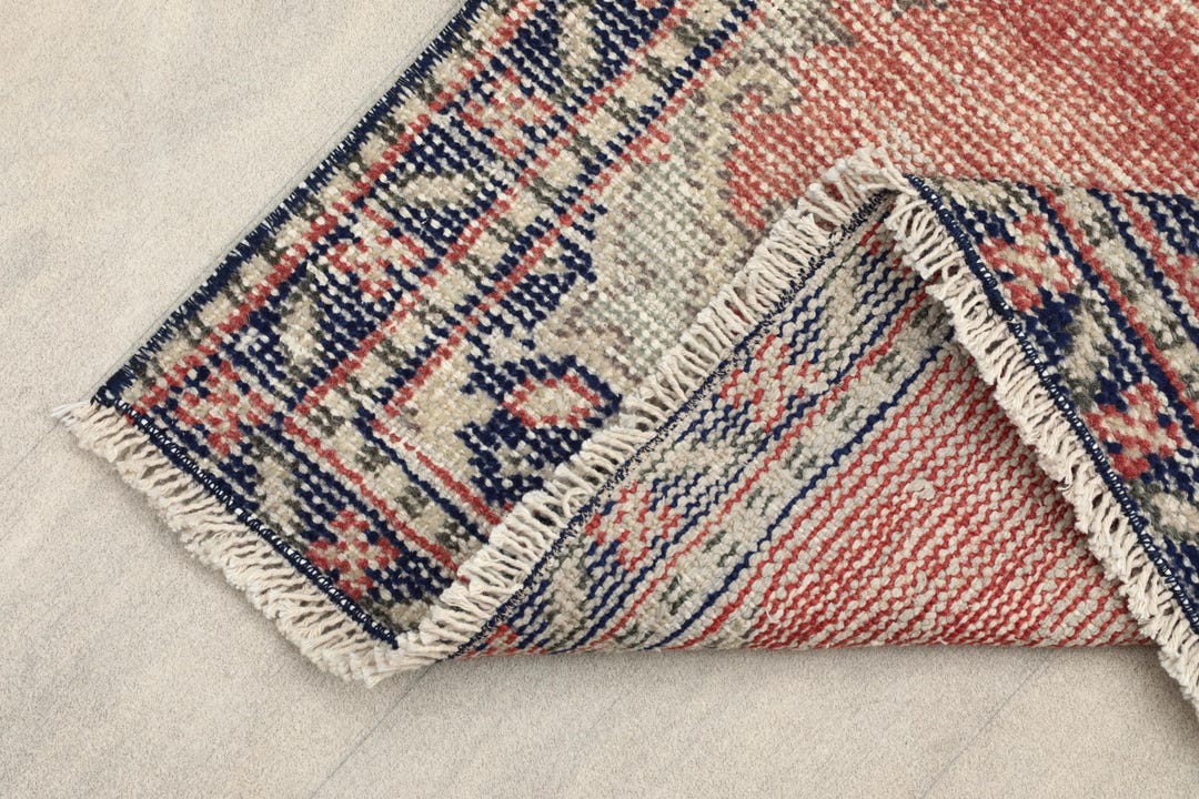 2x4 Ft Red Blue Vintage Runner, Boho Small Runner, Small Oushak Runner ...