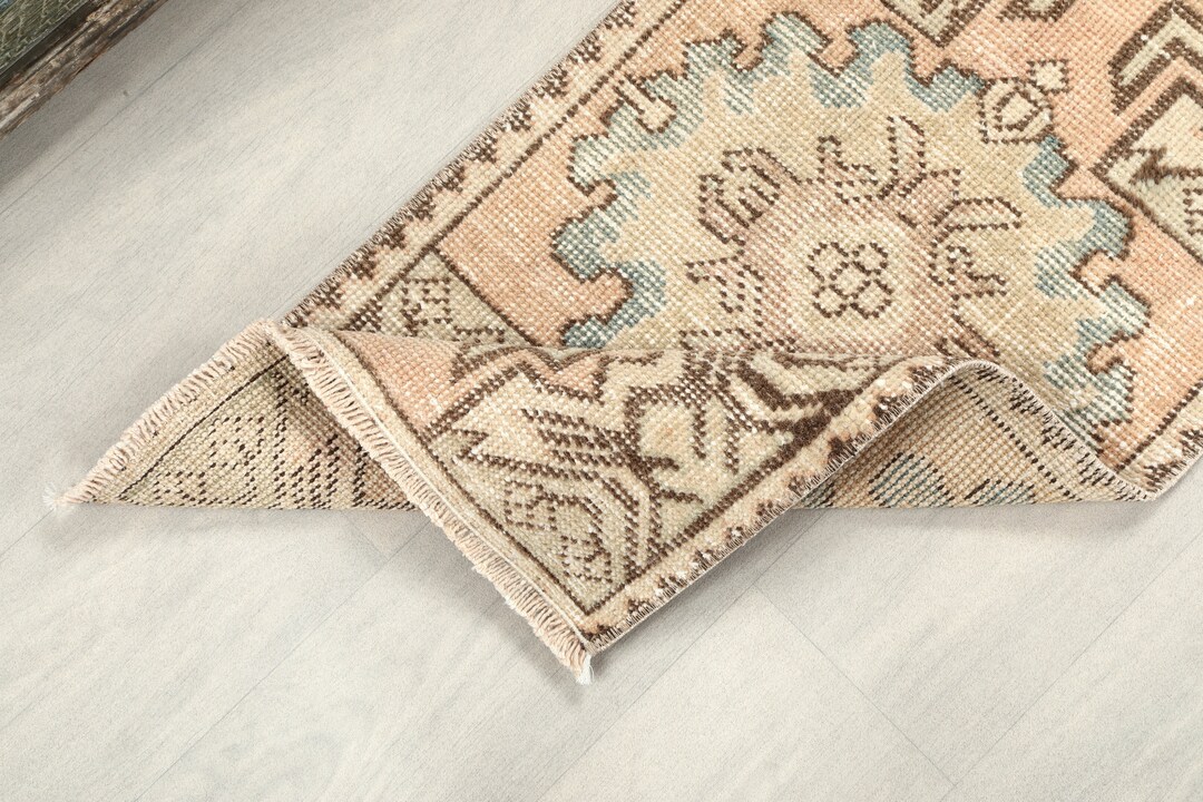 1x3 Orange Blue Turkish Mat, Entrance Mat, 1x3 Turkish Rug, Turkish ...