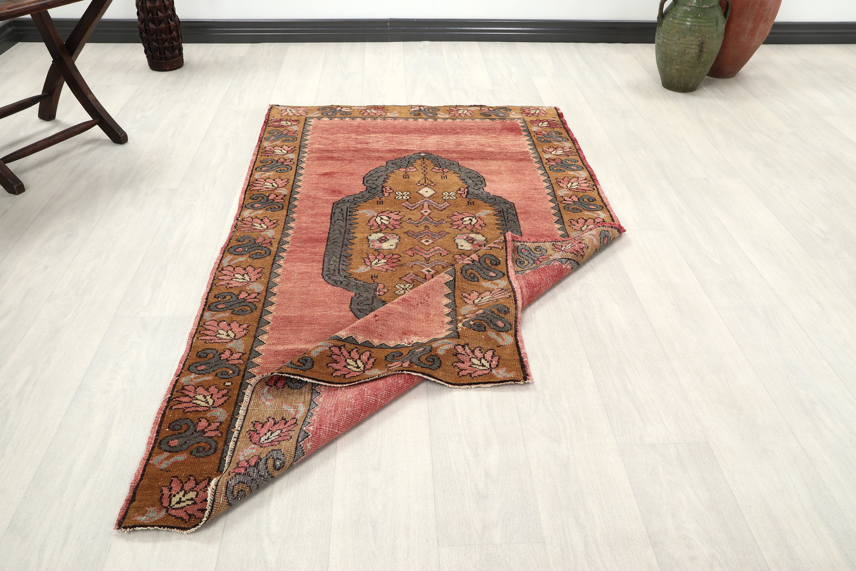 3x6 Ft Pink Turkish Runner, Pink Handmade Rug, 3x6 Vintage Runner ...