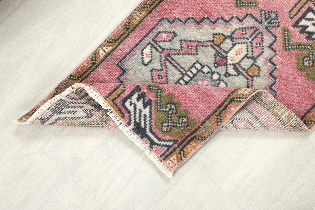 2x2 Small Pink Rug, Turkish Door Mat, Mini Turkish Rug, 2x2 Turkish Rug ...